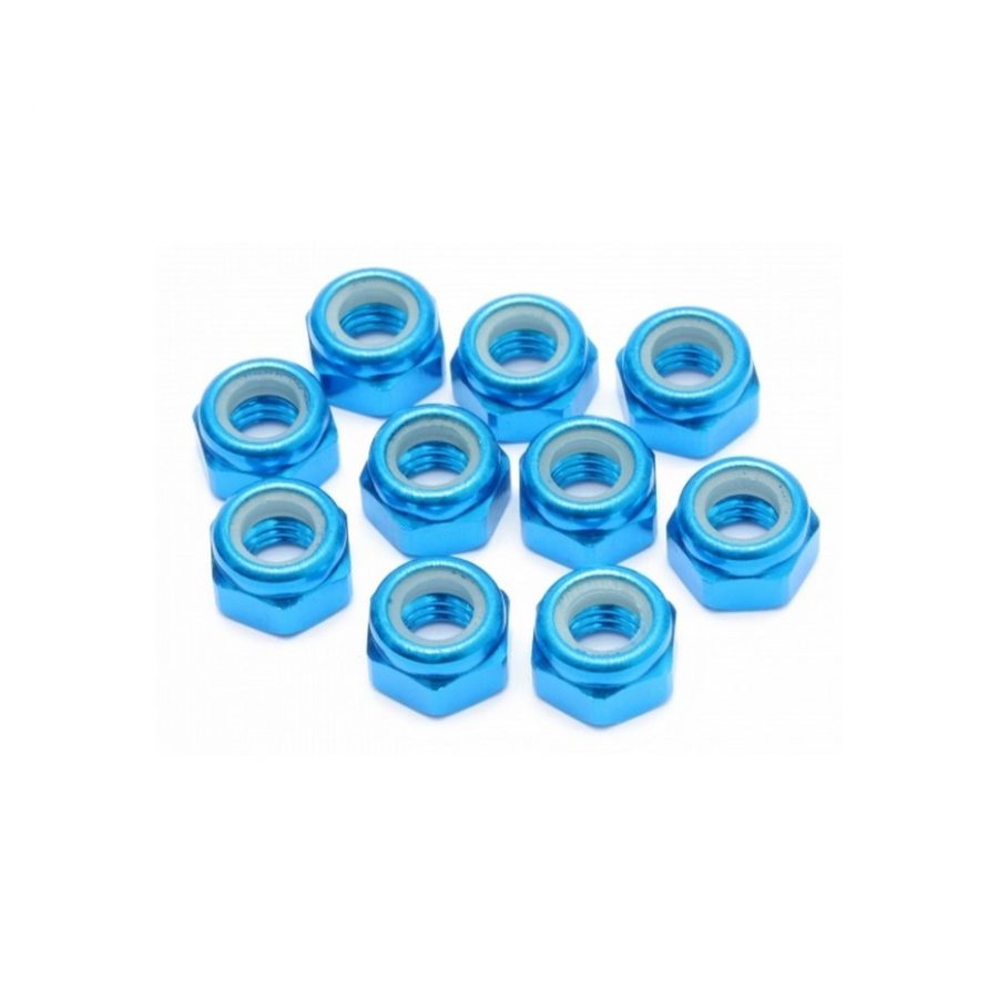 Ecrou nylstop M5 ALU bleu (x10) - Rc Performance