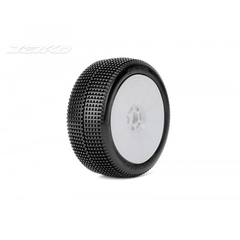 Pneus Jetko Buggy 1/8 Sting Soft (2) sur jantes blanches - Rc Performance
